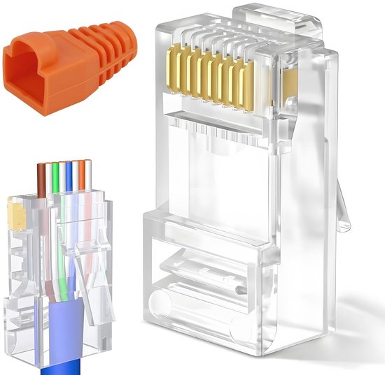 30 STUKS RJ45 CAT6 Pass-Through Connectoren - Modulaire Stekkers voor ...