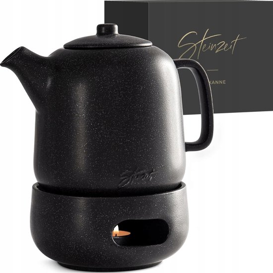 Design Theepot met Warmhoudplaat RVS 1.3L - Elegant Zwart | bol