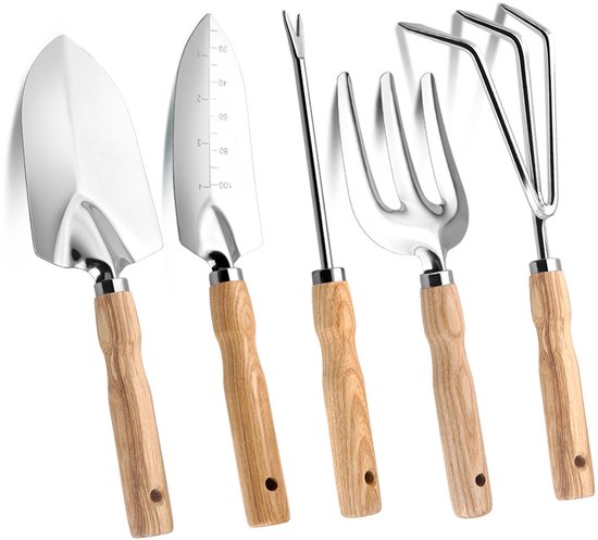 Houten handvat, roestvrij staal, tuingereedschap, voor gebruik ...