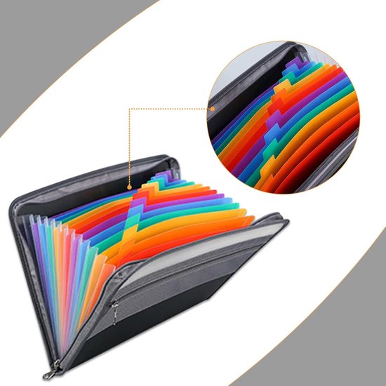 A5 fan folder - document folder met rits - 13 compartimenten ...
