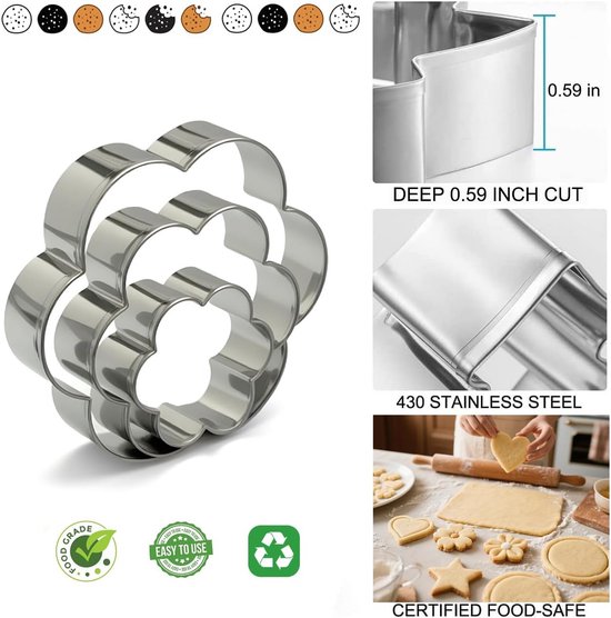 Set van 12 RVS Vormpjes voor Koekjes, Uitstekers voor Decoupage en ...
