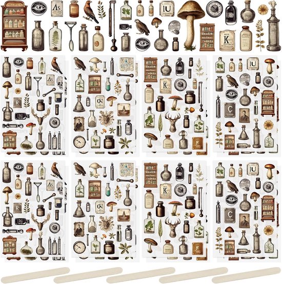 Transferstickers Set Apothekerspotten en Medicijnen - 16 Vellen ...