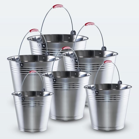 Stevige Zinken Emmer 14 Liter - Waterbak, Mortelkuip & Opbergmand voor ...