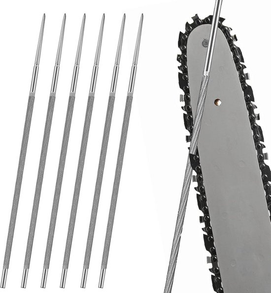 Set van 6 Ronde Vijlen voor Kettingslijpen 5.2mm - Hardstaal voor 1/4 ...