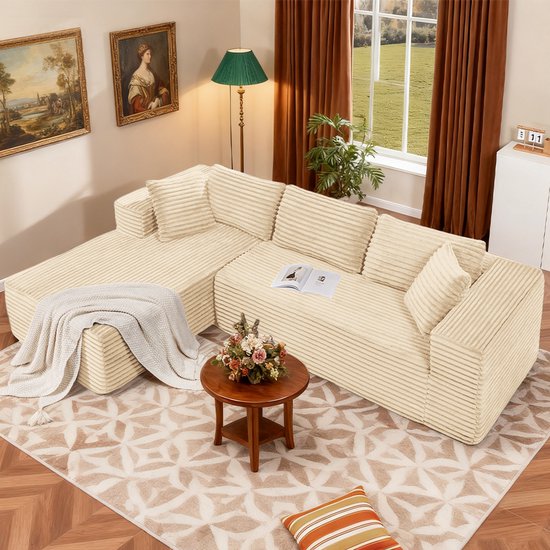 COMHOMA - 105 Inch Modulaire Bank - Diepe Zitting - L-vorm - Corduroy ...