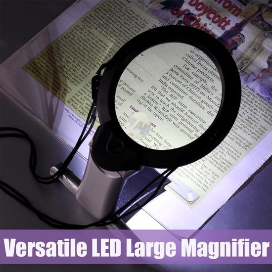 Verlicht Vergrootglas 2.5X/6X Handsfree met LED voor Lezen, Handwerk en ...