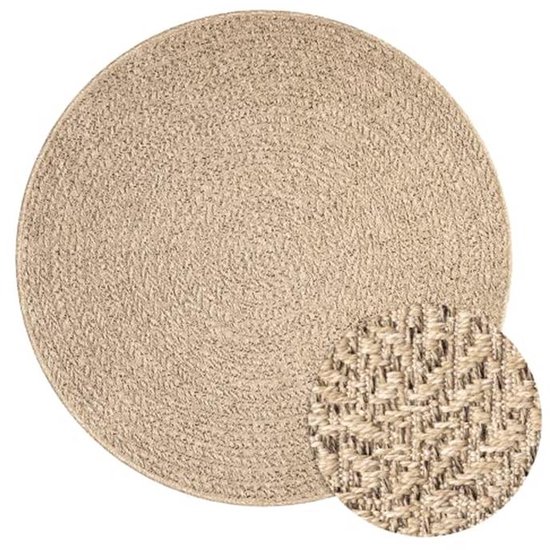 Rond tapijt 120 cm - Stevig binnen- en buitentapijt met jute-look ...