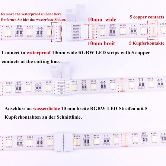 5-polige LED Strip Hoekverbinder voor 10mm RGBW LED Band ...