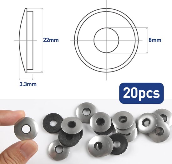 Joints d'étanchéité EPDM en acier inoxydable, rondelles M8 x 22 mm, 20 ...