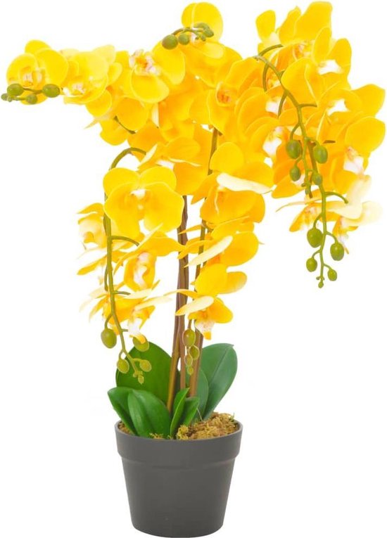 Kunstplant met pot orchidee 60 cm geel | bol