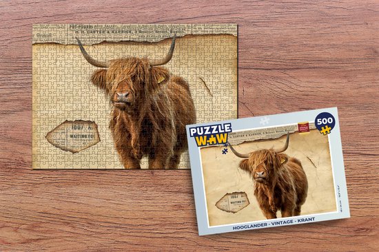 Puzzel Hooglander - Vintage - Krant - Legpuzzel - Puzzel 500 stukjes | bol