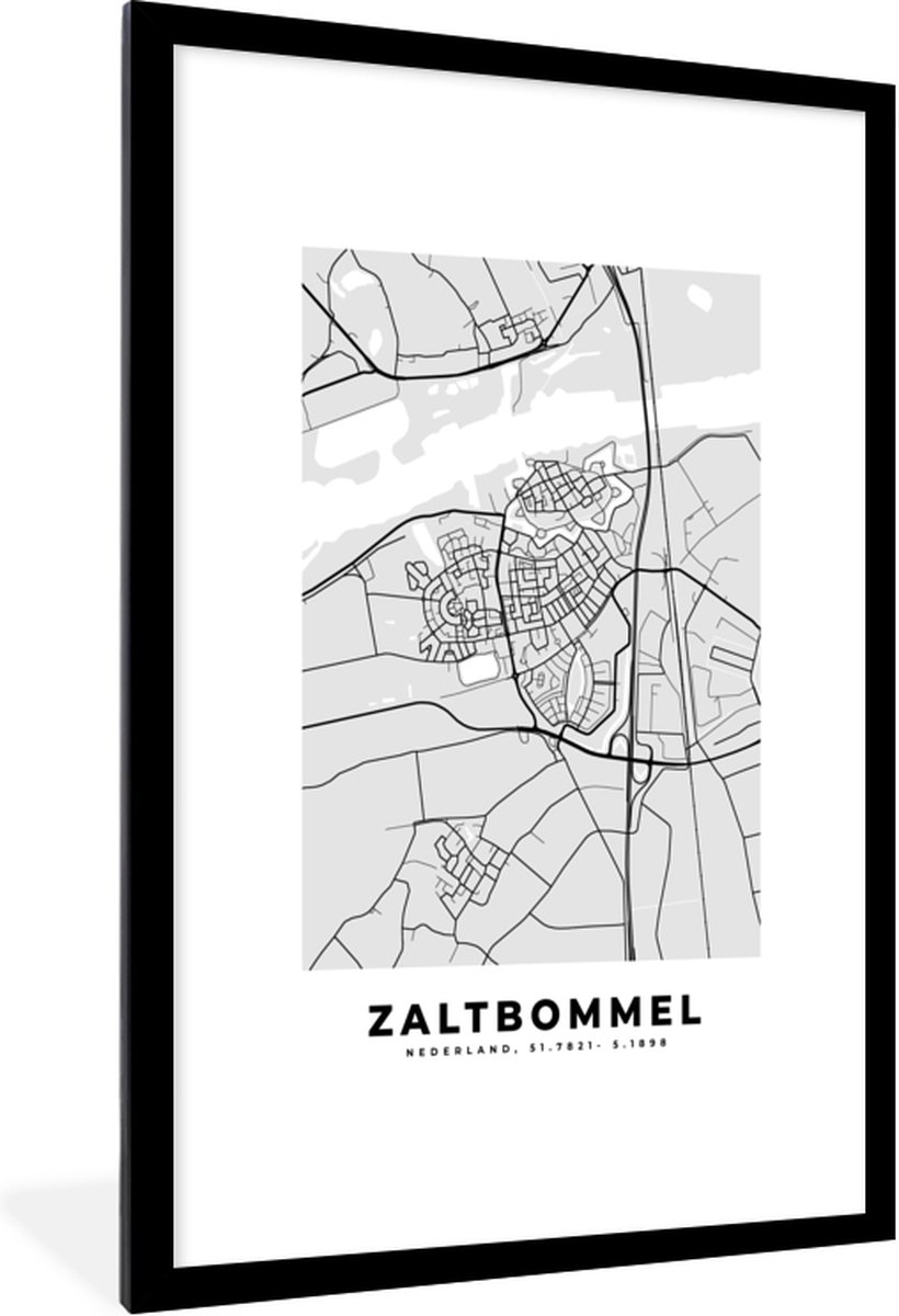 Fotolijst incl. Poster - Plattegrond - Zaltbommel - Kaart - Stadskaart ...