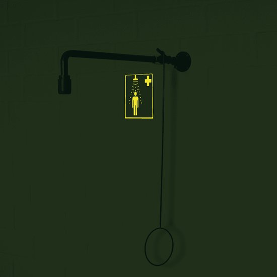 Extra lichtgevend nooddouche bord - kunststof - 200 x 200 mm - E012 | bol