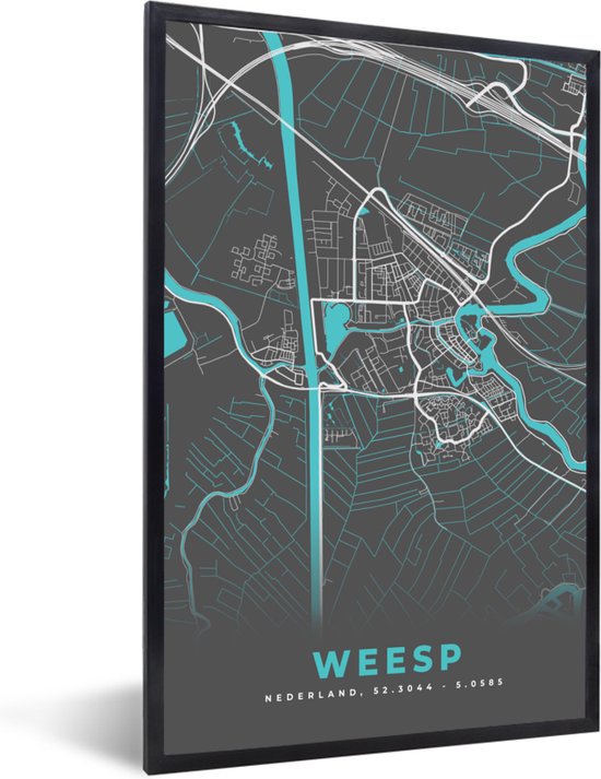 Fotolijst incl. Poster - Weesp - Stadskaart - Kaart - Plattegrond ...