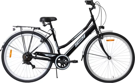 Stadsfiets Tounis Dames Universal 7V 28" zwart - Maat: 46cm, Kleur ...