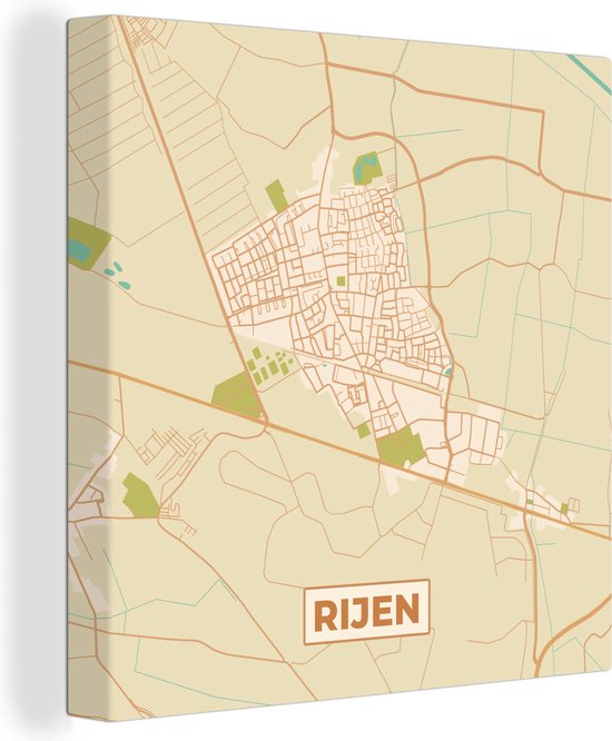 Canvas Schilderij Rijen - Kaart - Vintage - Plattegrond - Stadskaart ...