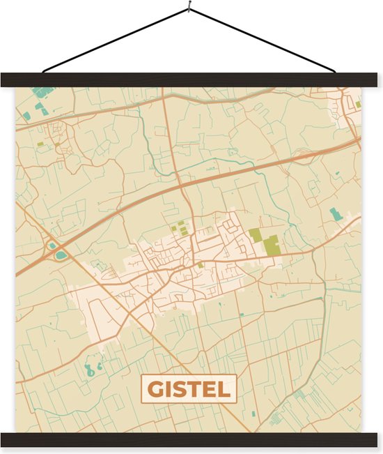 Posterhanger incl. Poster - Schoolplaat - Vintage - Kaart - Plattegrond ...