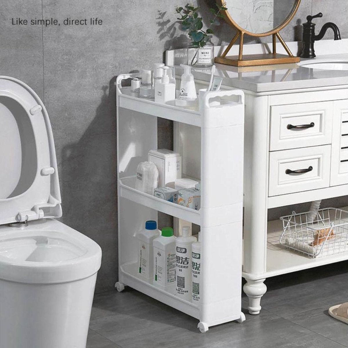 Decopatent® Smal Keukenrek opbergrek 3 laags op Wieltjes met Vakken ...