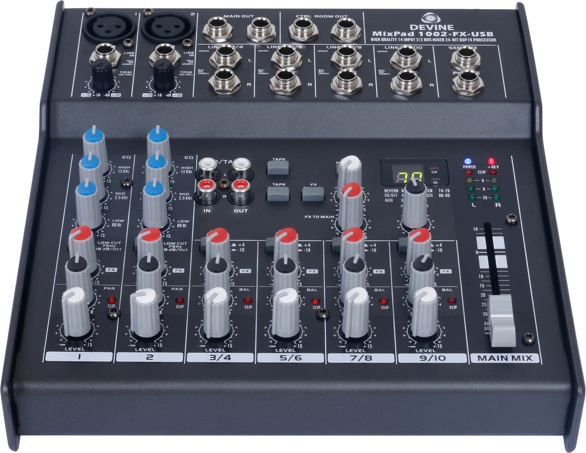 Devine 1002-FX-USB Mengpaneel - DJ Mixers - 10-kanaals - Met FX en USB ...