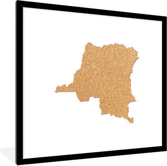 Fotolijst incl. Poster - Gouden tekening van Congo-Kinshasa - 40x40 cm ...