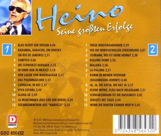Heino - Seine Grossten Erfolge (CD), Heino | CD (album) | Muziek | bol.com
