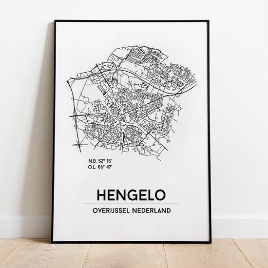 Hengelo city poster, A3 zonder lijst, plattegrond poster ...