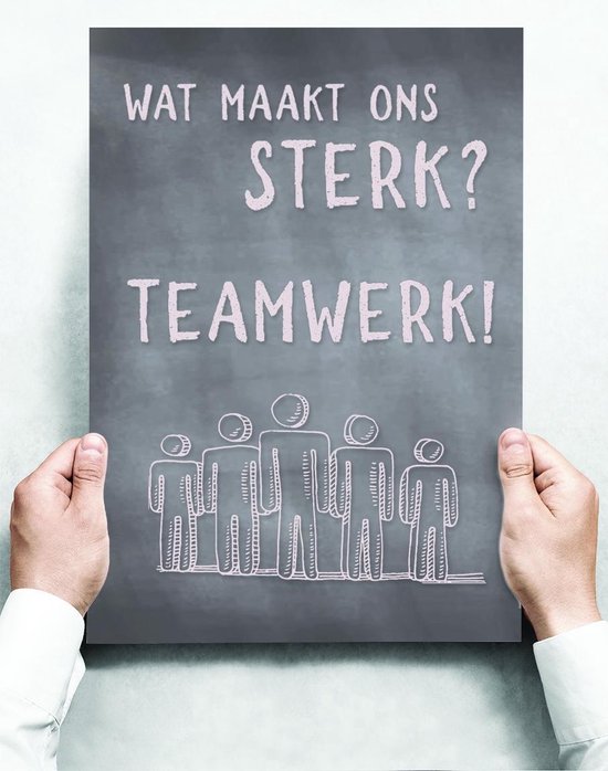 Wandbord: Wat maakt ons sterk? Teamwerk! - 30 x 42 cm | bol