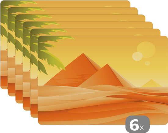 Set de table - Illustration de deux pyramides en Egypte - 45x30 cm - 6 ...