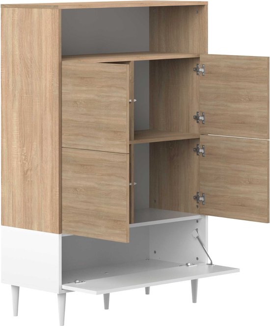 Buffetkast Horizon hoog - eik/wit | bol