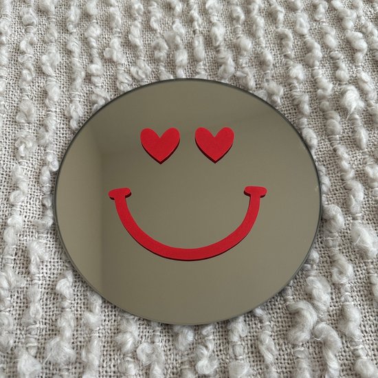 Rode Harten Smiley Spiegel - 20cm - Rond | bol