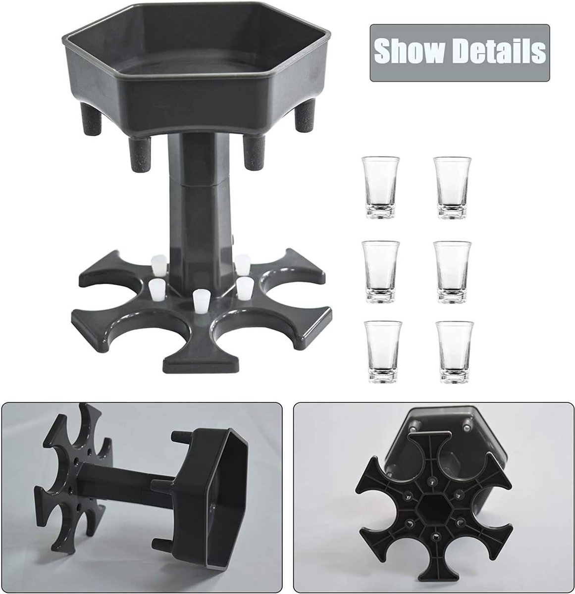 6 borrelglazen dispensers en -houders, shot dispenser Six Ways, bar ...