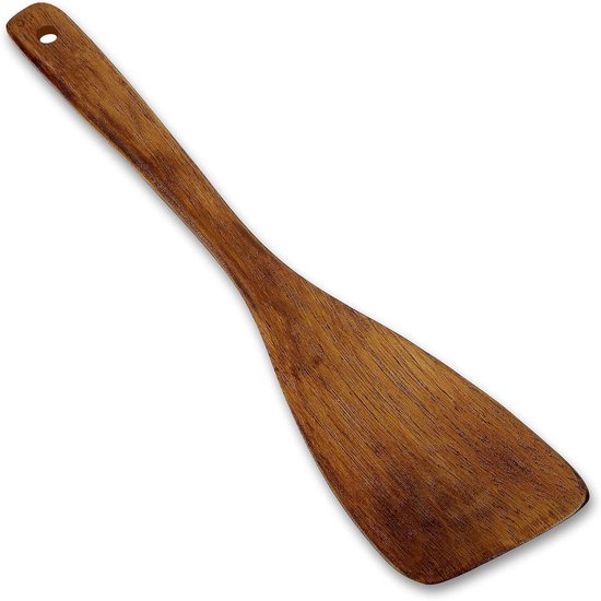 Houten Spatels Teak Spatel - Plat en Hoekig - Set van 1 | bol
