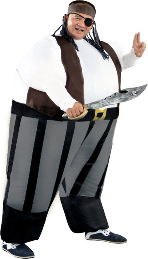 KIMU® Opblaas Kostuum Piraat - Opblaasbaar Pak - Piratenpak Mascotte ...