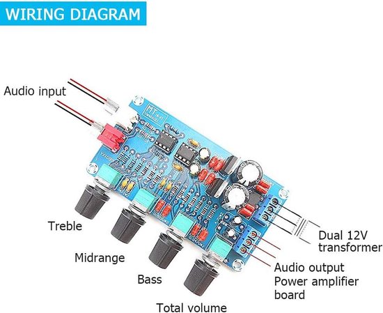 Stereo Preamp Volumeregeling met Treble- en Bass Tone Control Kit . | bol