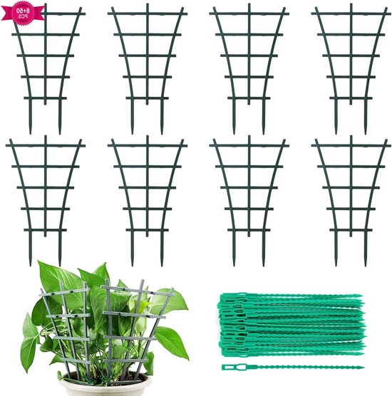 8 pieces indoor plants trellis with climbing aids - perfect for garden ...