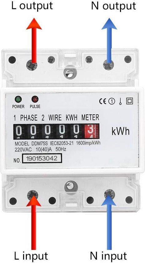 DIN Rail Elektrische Meter Eenfase Elektriciteitsmeter DIN Rail 2 ...