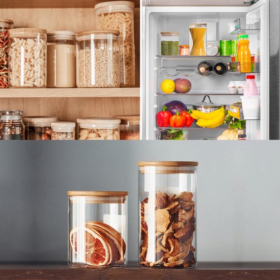 Voorraadpotten met deksel, set van 4, 800/1200 ml, voorraaddozen van ...