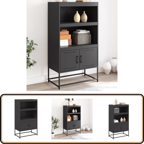 vidaXL Hoge Kast - 68,5x38,5x123,5 cm - Staal - Zwart Industriele Kast ...