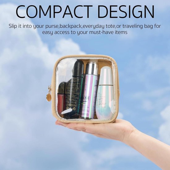 Grote make-uptas met ritssluiting voor dames - transparante mini-reis ...
