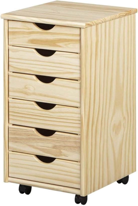 Ladekastje - 6 Lades - Ladenkastje Hout - Ladenkast Met Wielen ...