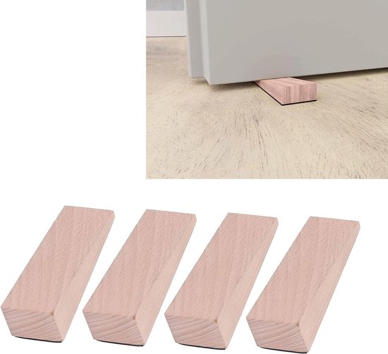 4pcs Wooden Door Stops - Triangle Wood Block Hold Open Door Stop - Home ...