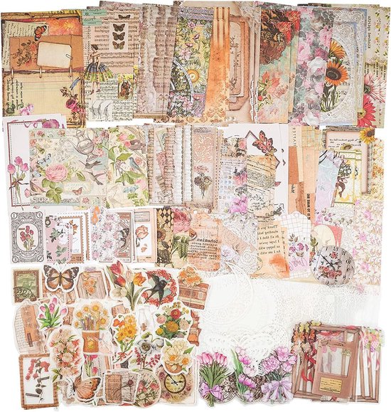 Scrapbookingpapier Vintage Stickers - 200 stuks Bullet Journal Washi ...