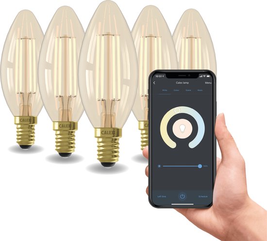Calex Slimme Lamp - Set van 5 stuks - Wifi LED Filament Verlichting - E14 - Smart... | bol