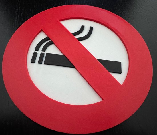 Verboden te roken bordje | 20 cm rond & 7 mm dik | PLA bio plastic | bol