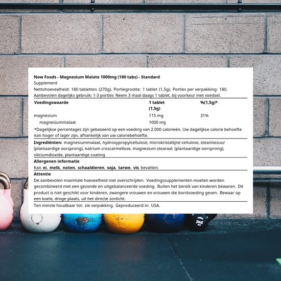 Now Foods - Magnesium Malate 1000mg - 180 Tabletten | bol