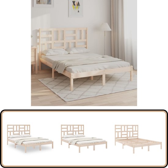 vidaXL Massief Houten Bedframe 120x200 cm Houten Bedframe - Massief ...