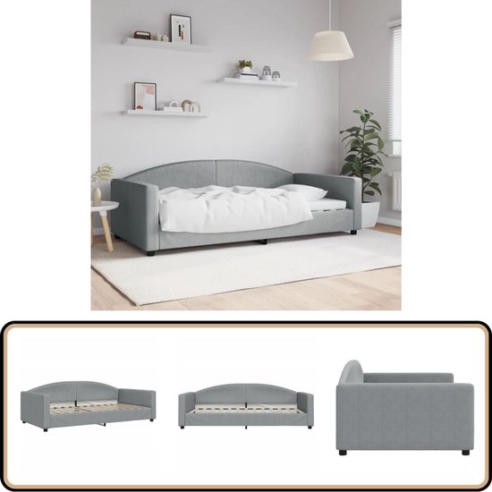 vidaXL Slaapbank - 100x200 cm - Stof - Lichtgrijs Slaapbank - Sofa Bed ...