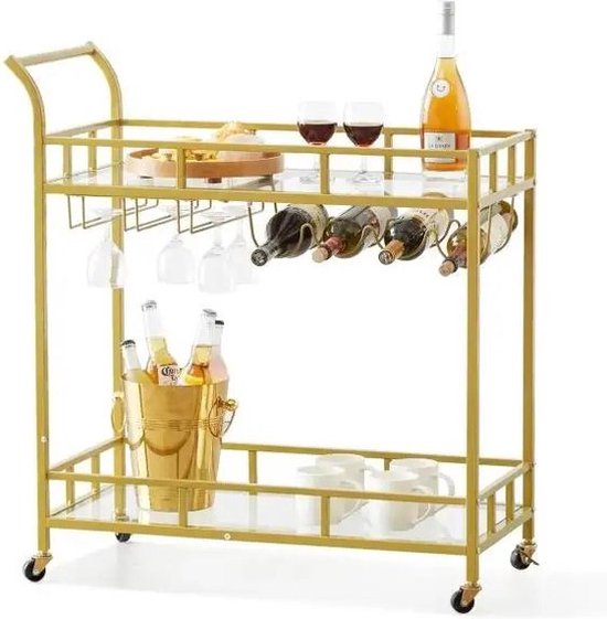Betaalbare Goederen® Rollende Barkar -Goud - 2 Trays - Drankwagen ...