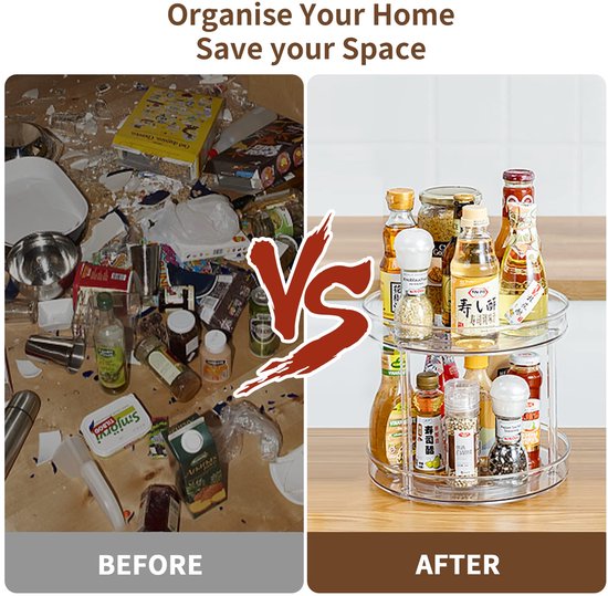 LUZOON Keuken Organizer Kast, Lazy Susan Draaibare Kruidenhouder ...