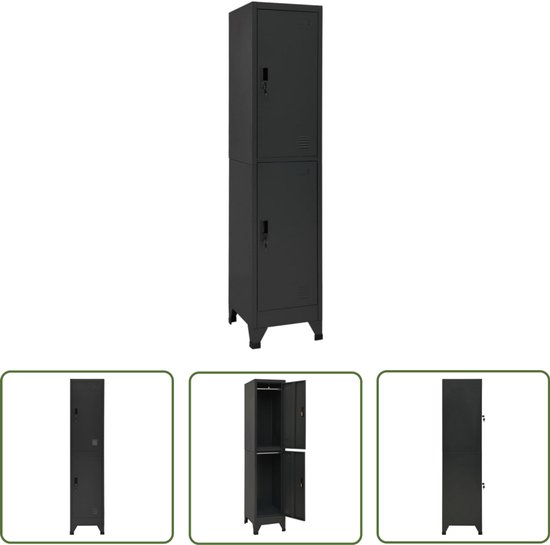 vidaXL Lockerkast - Staal - 38x45x180 cm - Antraciet Lockerkast ...